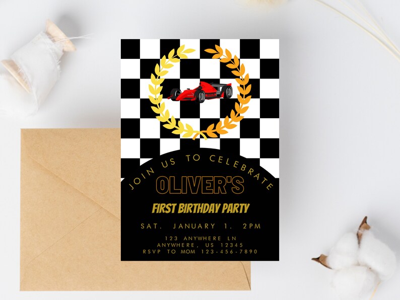 Race Car Birthday Invitation Canva Editable Invitation Any - Etsy