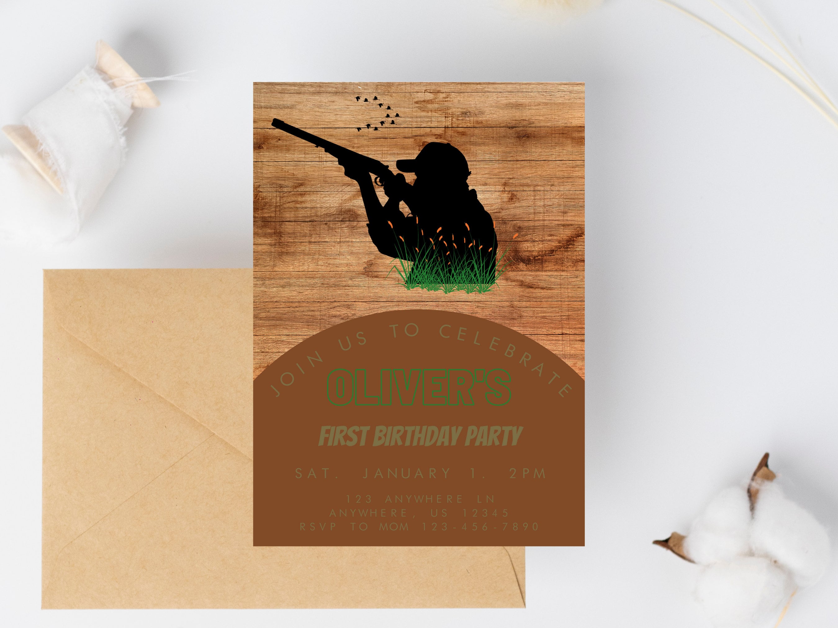 Hunter Birthday Invitation Duck Hunting Invitation Canva Editable ...