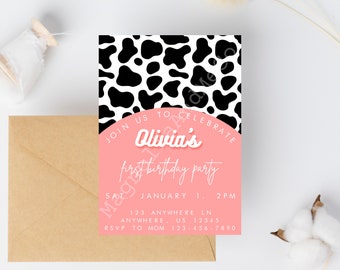 Cow Birthday Invitation - Canva Editable Invitation - Any Age ...