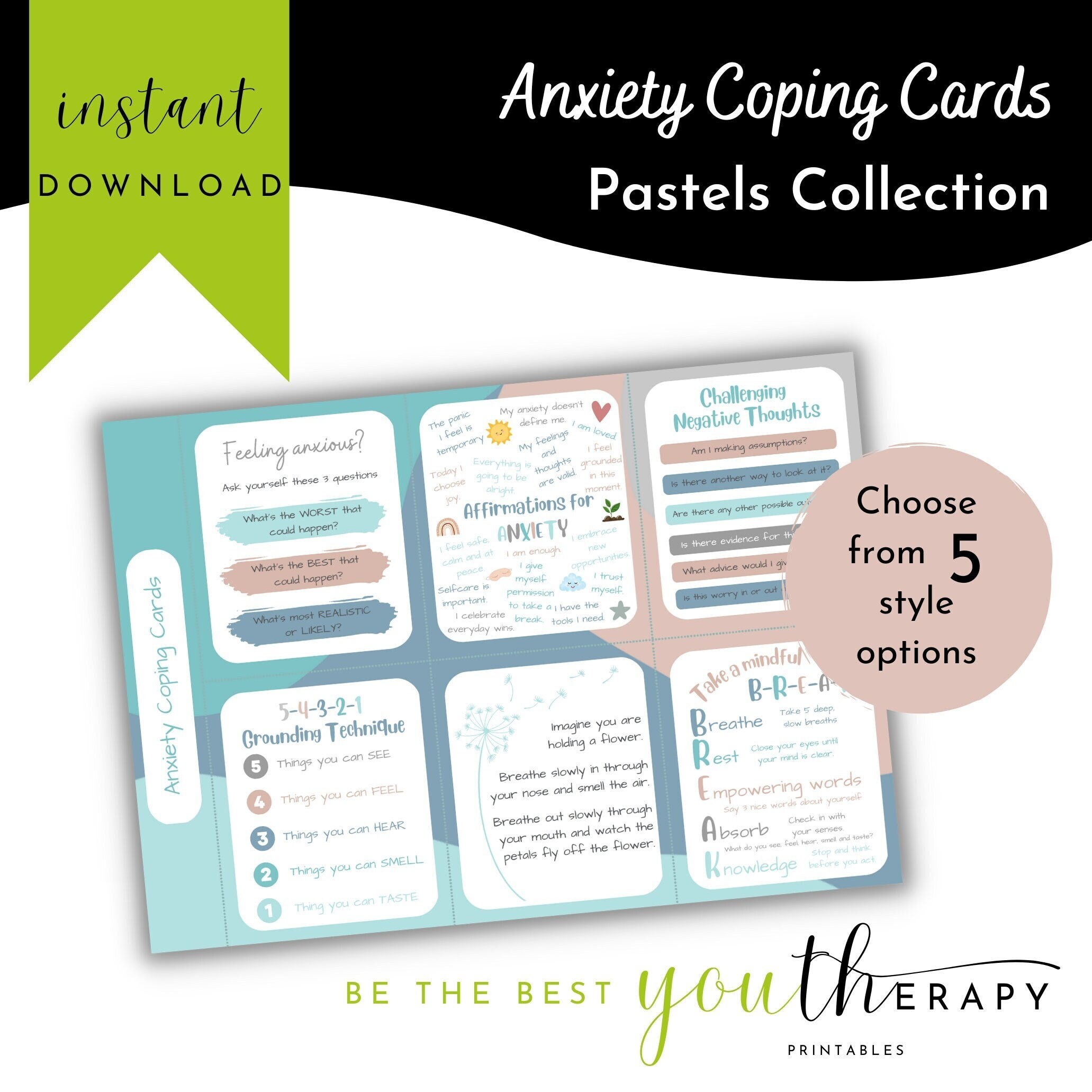 Anxiety Coping Cards Pastels Collection - Etsy