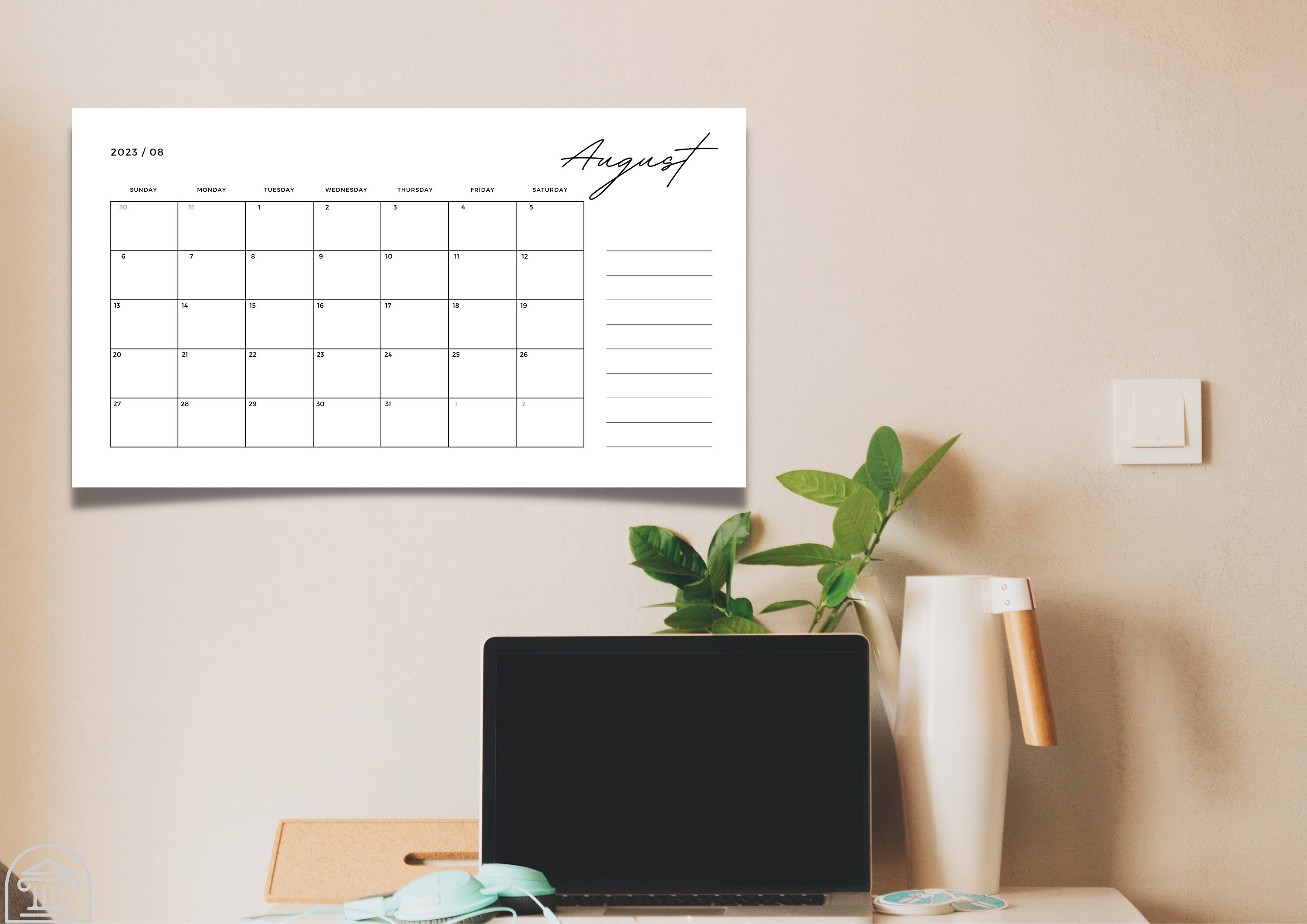 2023 Printable Calendar Landscape, Minimalist Monthly Calendar 2023 ...
