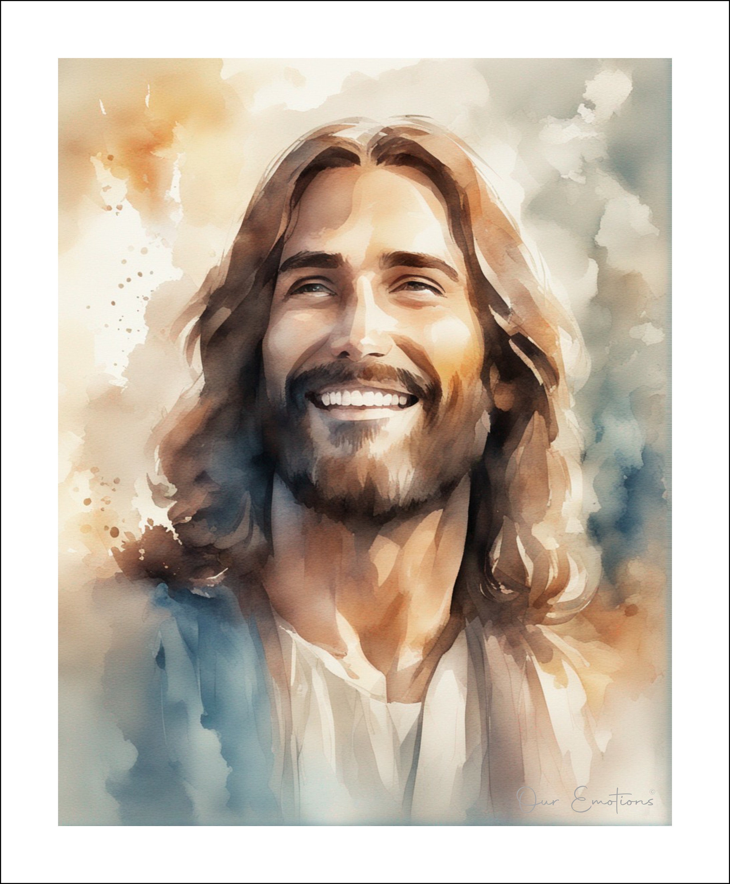 Radiant Smiling Jesus Portrait - Inspirational Religious Artwork ...