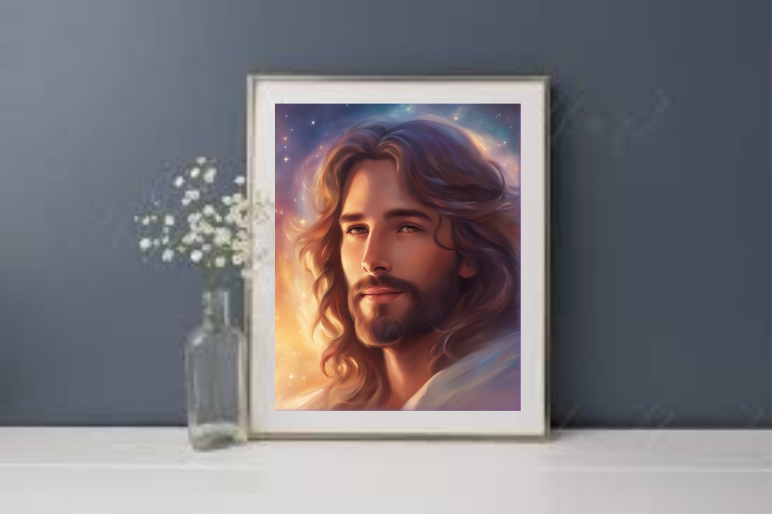 Radiant Smiling Jesus Portrait - Inspirational Religious Artwork ...