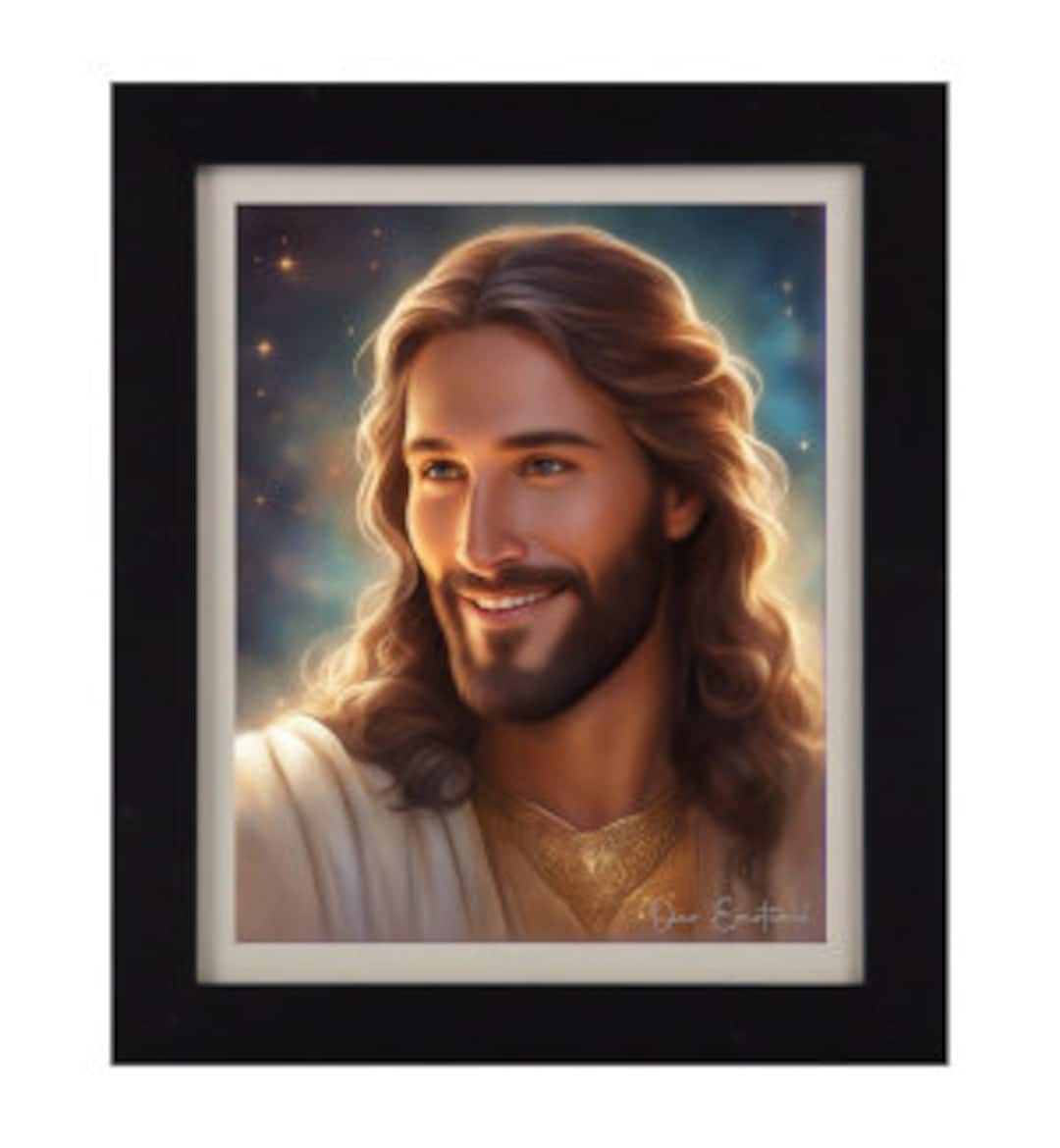 Radiant Smiling Jesus Portrait - Inspirational Religious Artwork ...