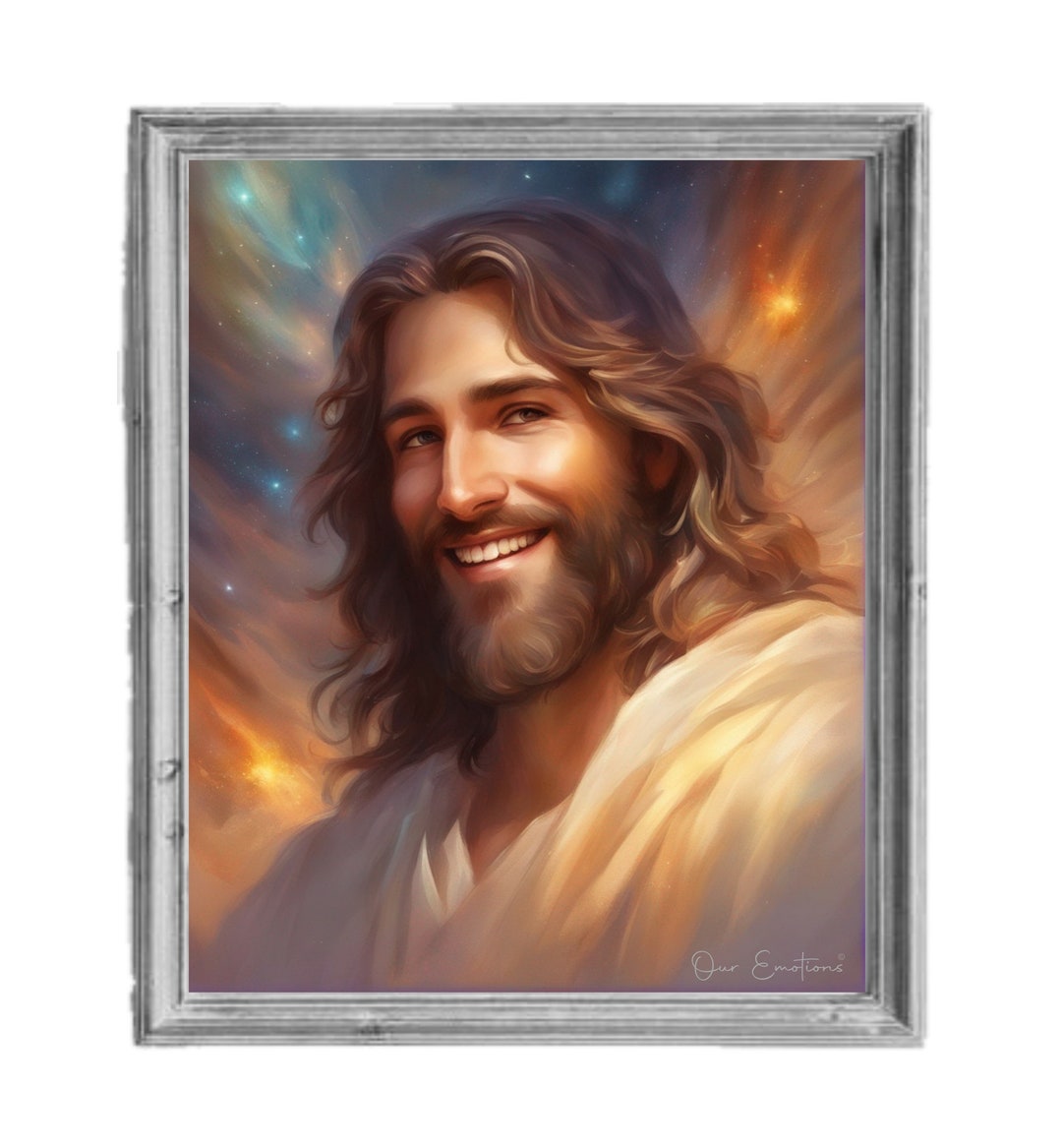 Radiant Smiling Jesus Portrait - Inspirational Religious Artwork ...