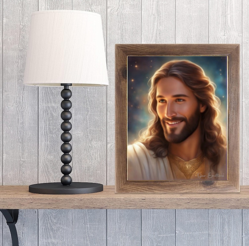 Radiant Smiling Jesus Portrait - Inspirational Religious Artwork ...