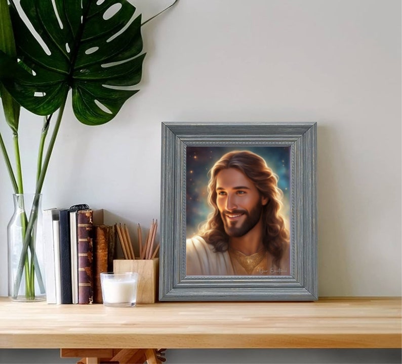 Radiant Smiling Jesus Portrait - Inspirational Religious Artwork ...