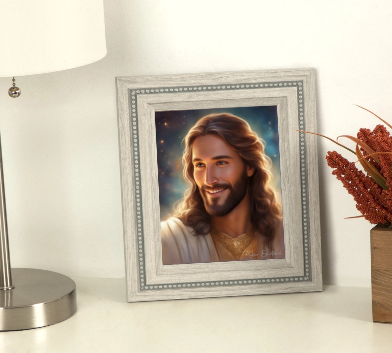 Radiant Smiling Jesus Portrait - Inspirational Religious Artwork ...