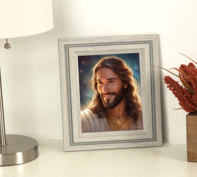 Radiant Smiling Jesus Portrait - Inspirational Religious Artwork ...