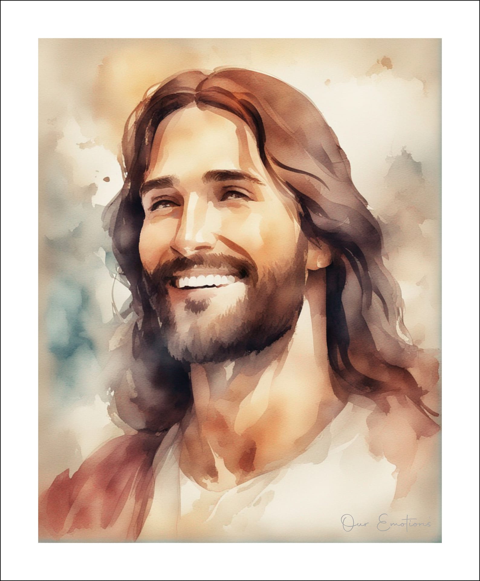 Radiant Smiling Jesus Portrait - Inspirational Religious Artwork ...