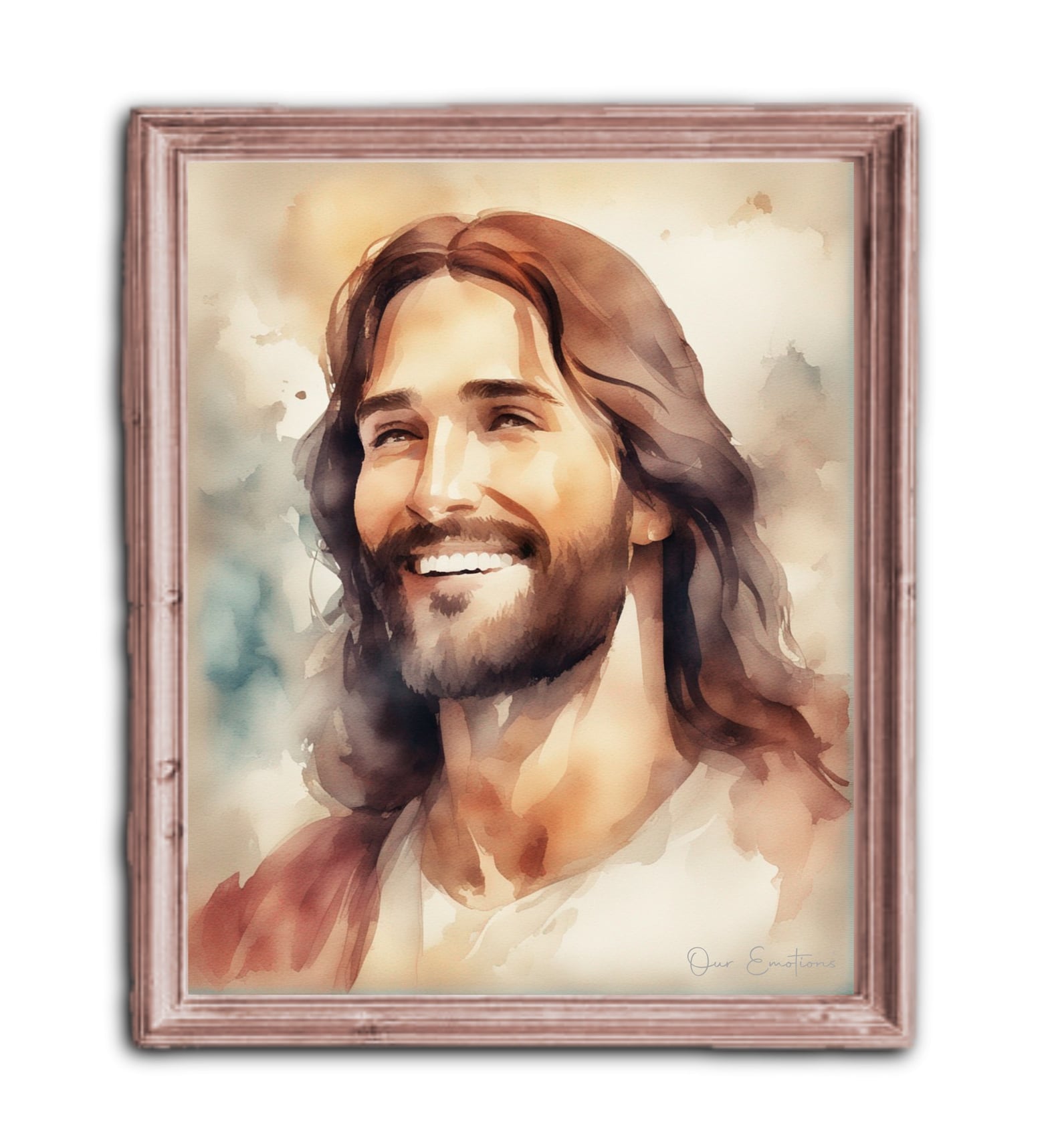 Radiant Smiling Jesus Portrait - Inspirational Religious Artwork ...