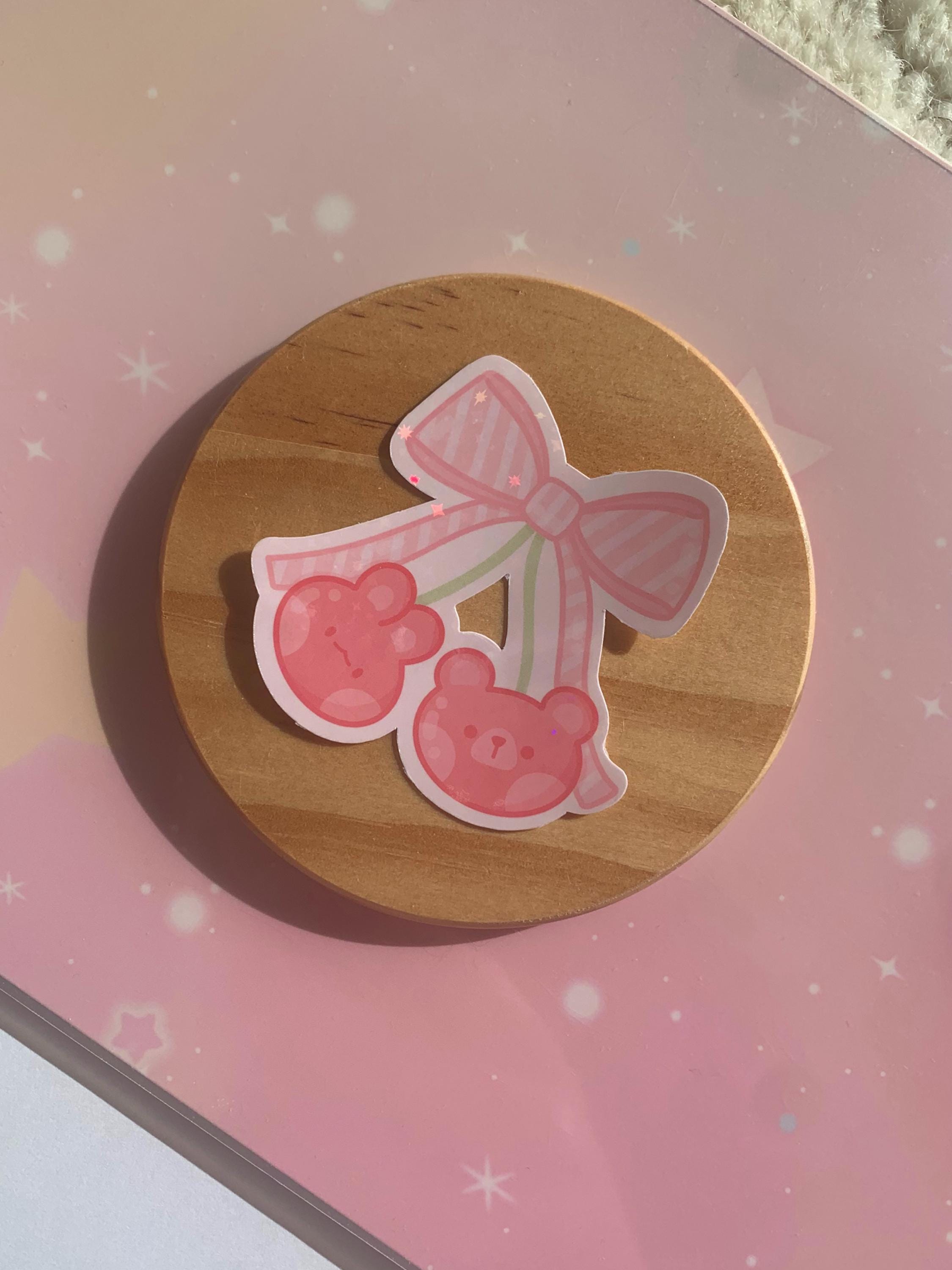 Cherry Bunny Bear Sticker - Kawaii Fruit Sticker, Cute Aesthetic Vinyl ...