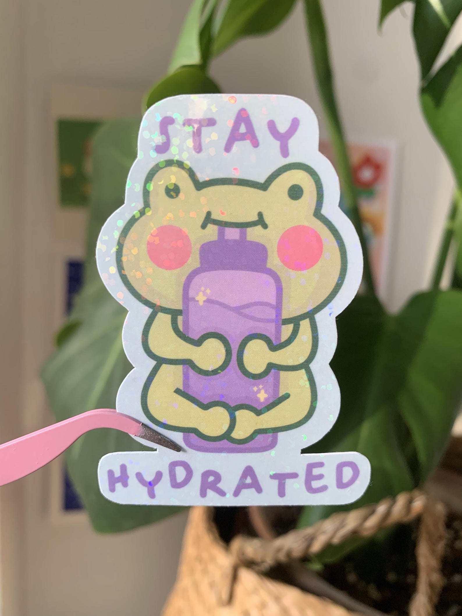 Frog Hugging Water Bottle Sticker - Stay Hydrated Cute Vinyl Sticker ...