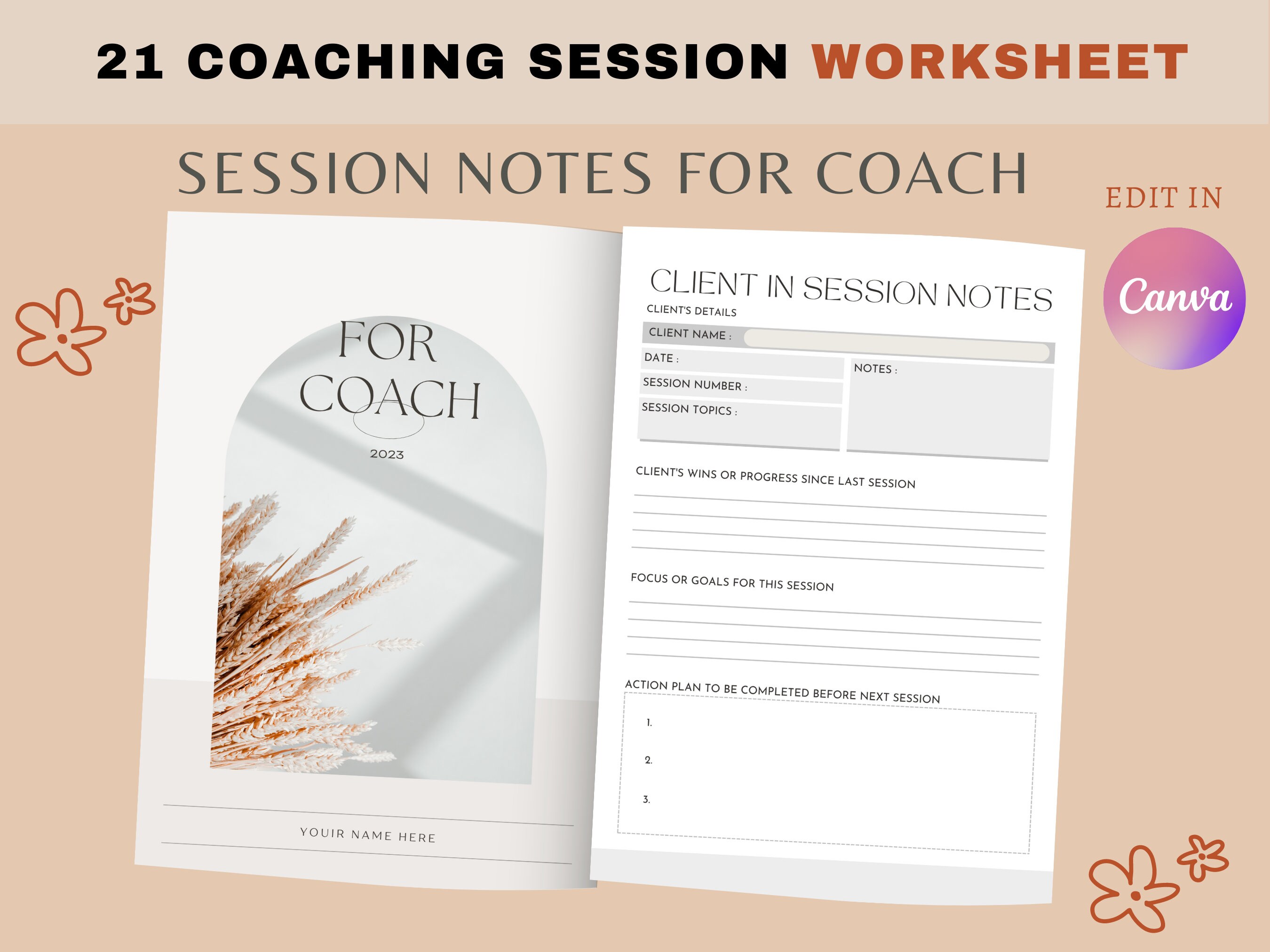 Coaching Session Worksheets Coaching Toolkit Client - Etsy