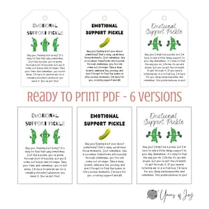 Emotional Support Pickle Tag and Display Card - Digital Download - Etsy