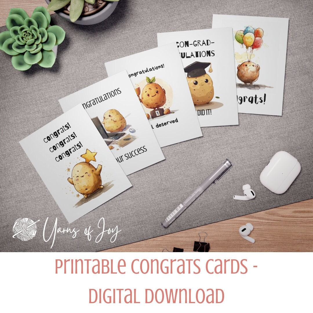 Printable Congratulation Potato Card, Printable Congrats Card, Digital ...