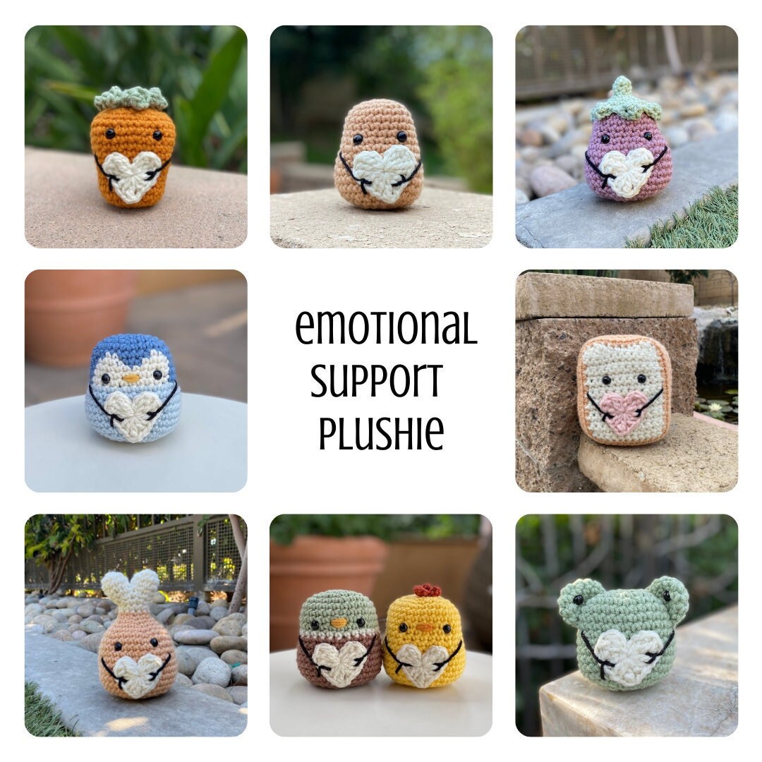 Emotional Support Crochet Plushie - Positive Carrot, Potato, Eggplant ...