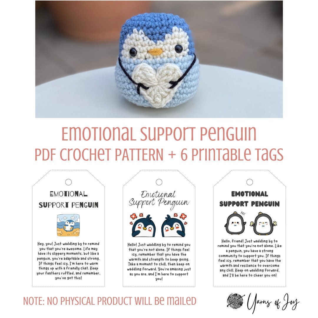 Emotional Support Penguin Amigurumi - Printable Crochet PDF Pattern ...