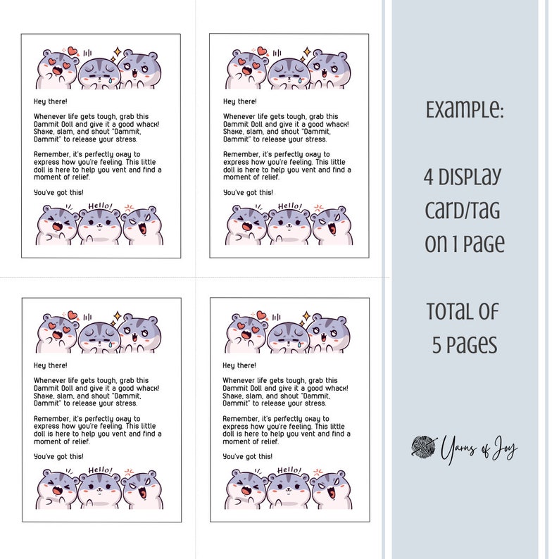 Dammit Doll Tag and Display Card - Digital Download - Etsy
