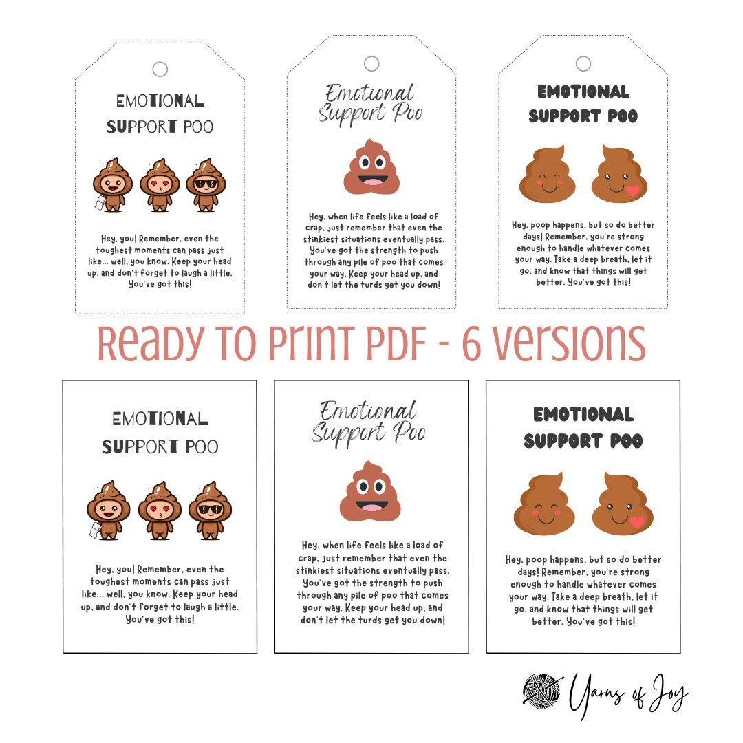 Emotional Support Poo Tag and Display Card Digital Download - Etsy