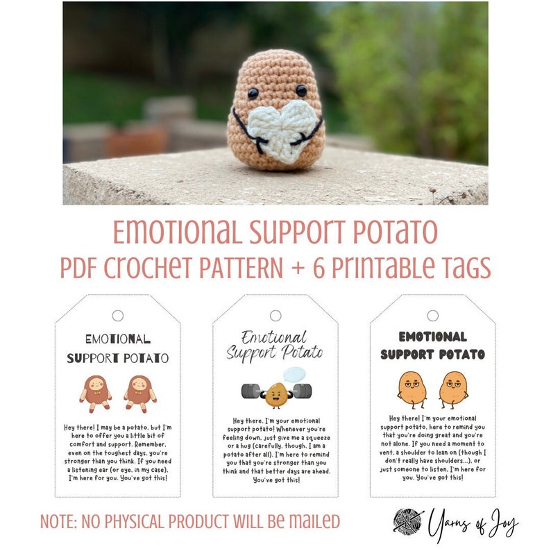 Emotional Support Potato Amigurumi - Printable Crochet PDF Pattern ...