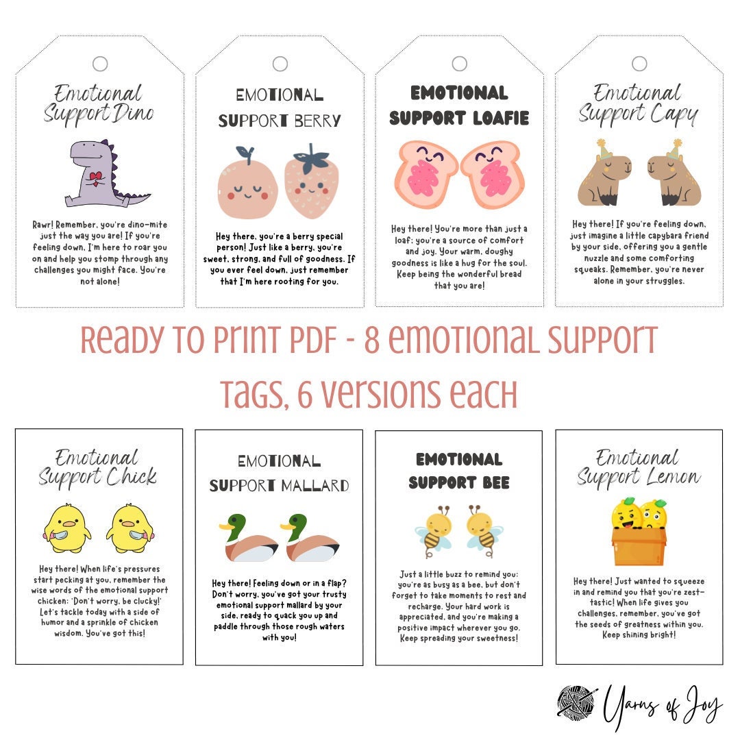 Emotional Support Tag and Display Card Bundle - Digital Download - Etsy