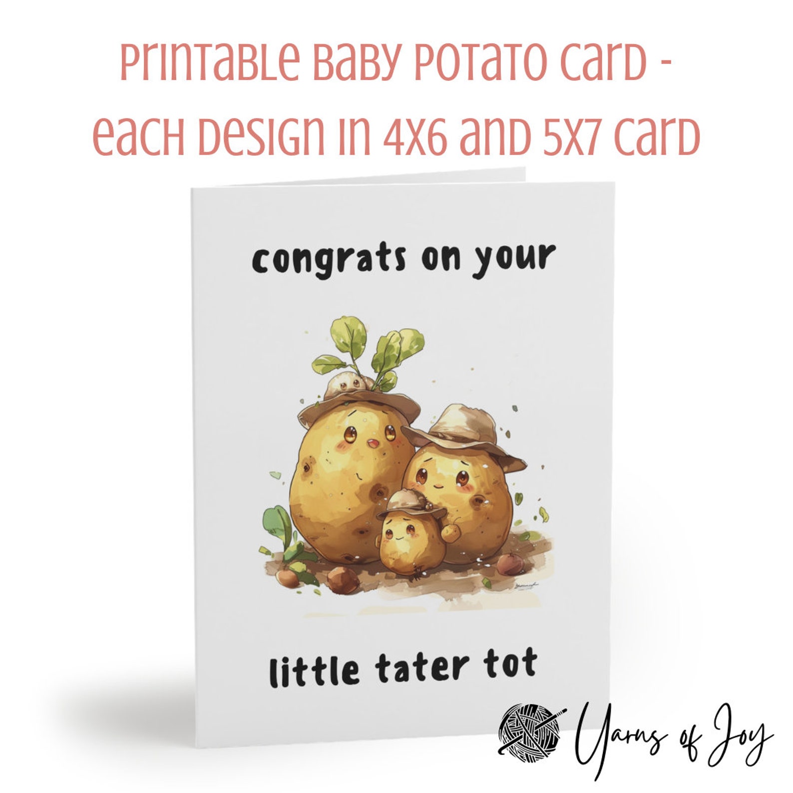 Printable Baby Potato Card, Printable Baby Shower Card, Digital Welcome ...