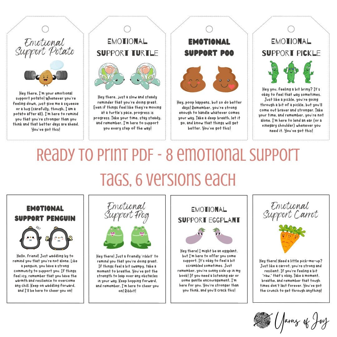 Emotional Support Tag and Display Card Bundle - Digital Download - Etsy