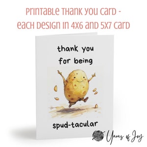 Printable Thank You Card, Digital Thanks Card - 4x6 and 5x7 Foldable ...