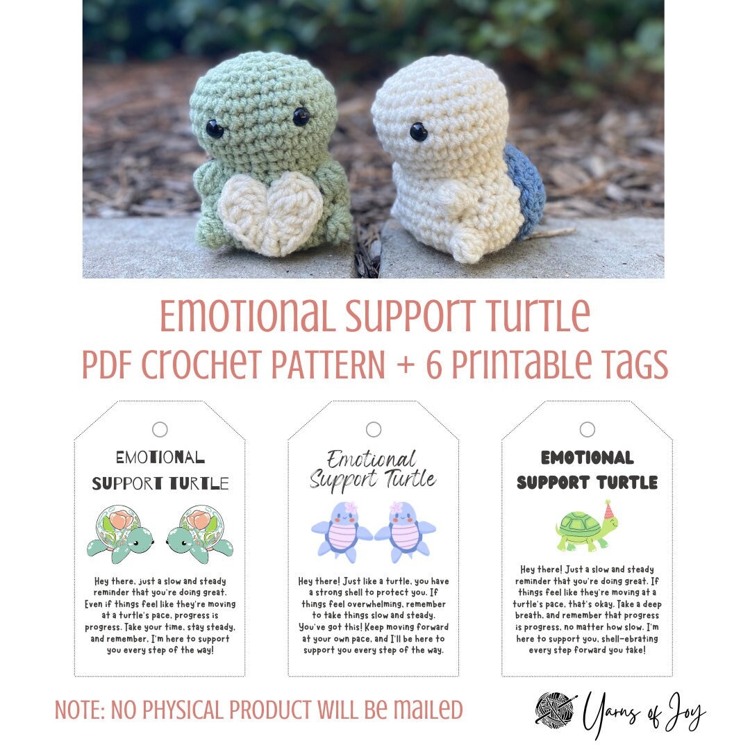 Emotional Support Turtle Amigurumi - Printable Crochet PDF Pattern ...