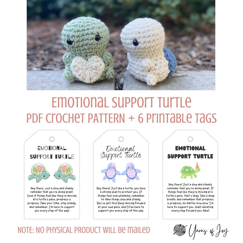 Emotional Support Turtle Amigurumi - Printable Crochet PDF Pattern ...