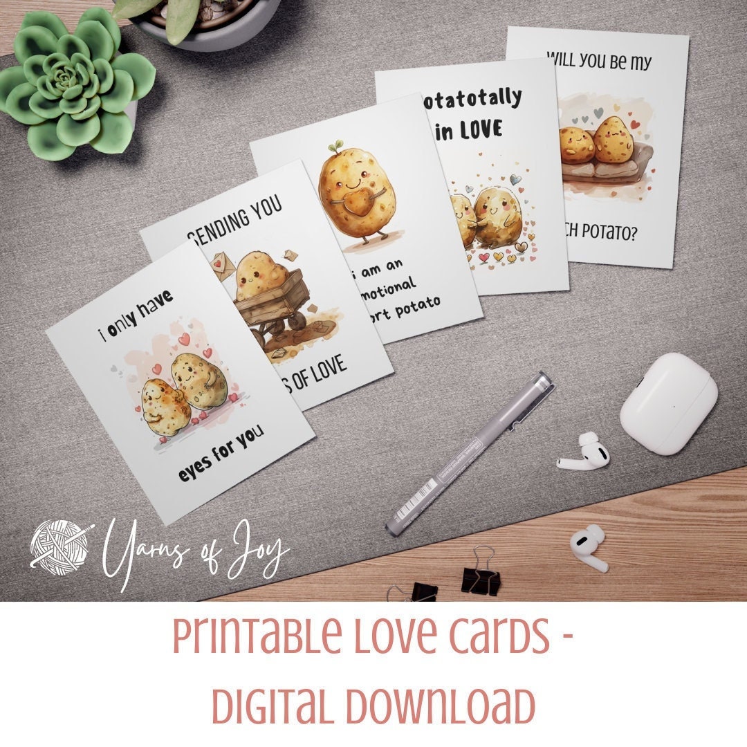 Printable Potato Love Card, Printable Valentine's Card, Digital ...