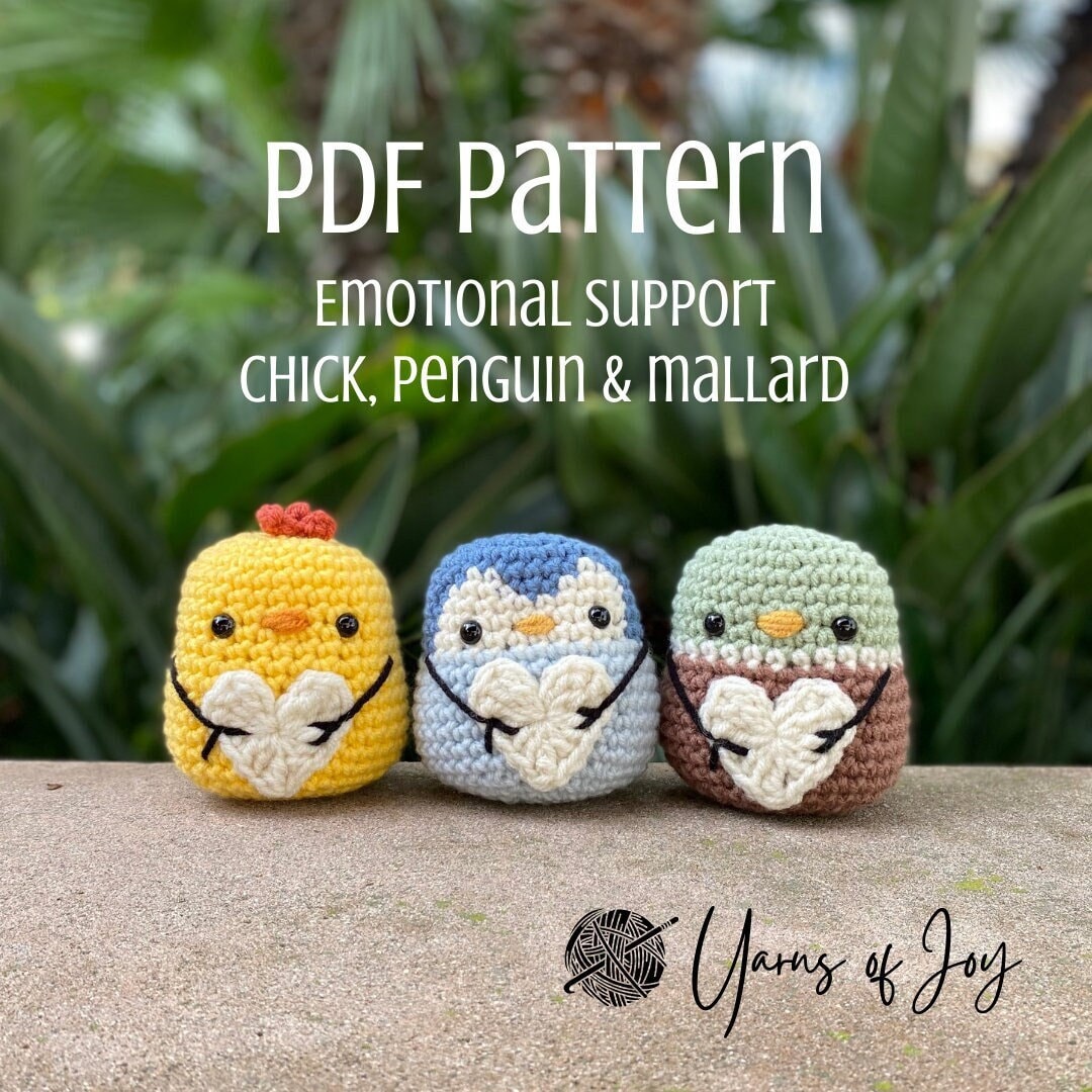 Emotional Support Chick, Penguin, and Mallard Amigurumi - Crochet PDF Pattern INSTRUCTION ONLY ...