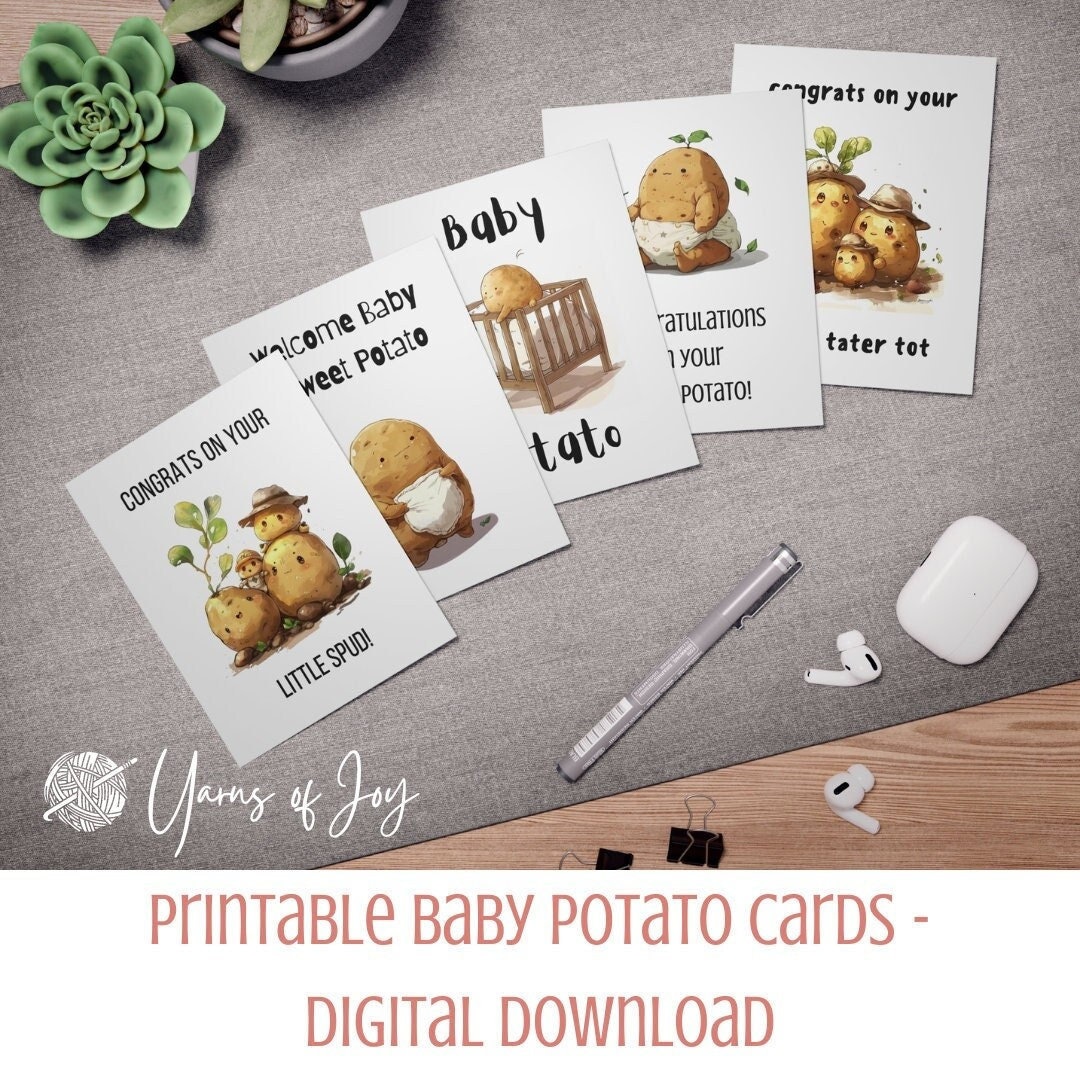 Printable Baby Potato Card, Printable Baby Shower Card, Digital Welcome ...