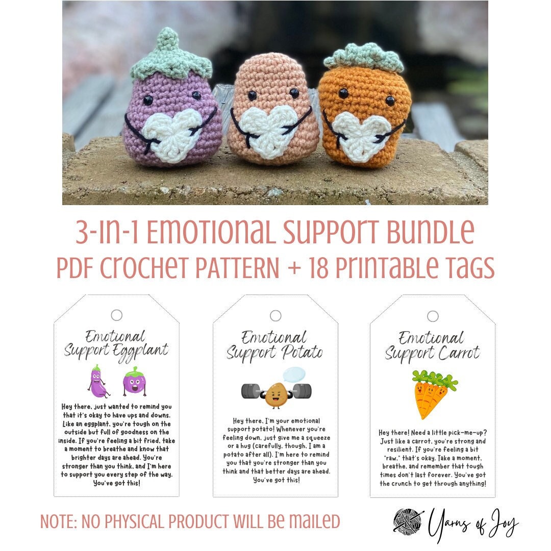 Emotional Support Potato Printable Crochet PDF Pattern Tags/cards - Etsy