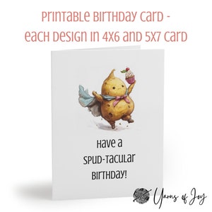 Printable Potato Birthday Card, Printable Birthday Card, Digital ...