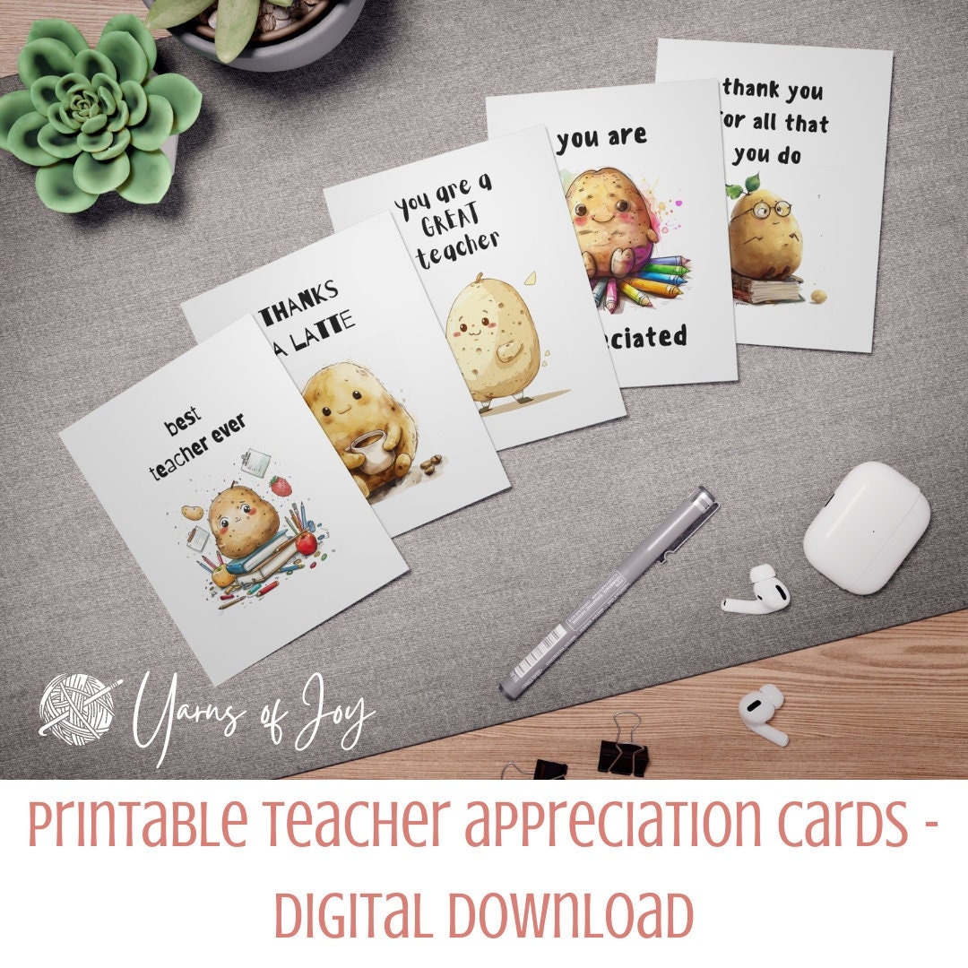 Printable Teacher Appreciation Card, Printable Thank You Card, Digital ...