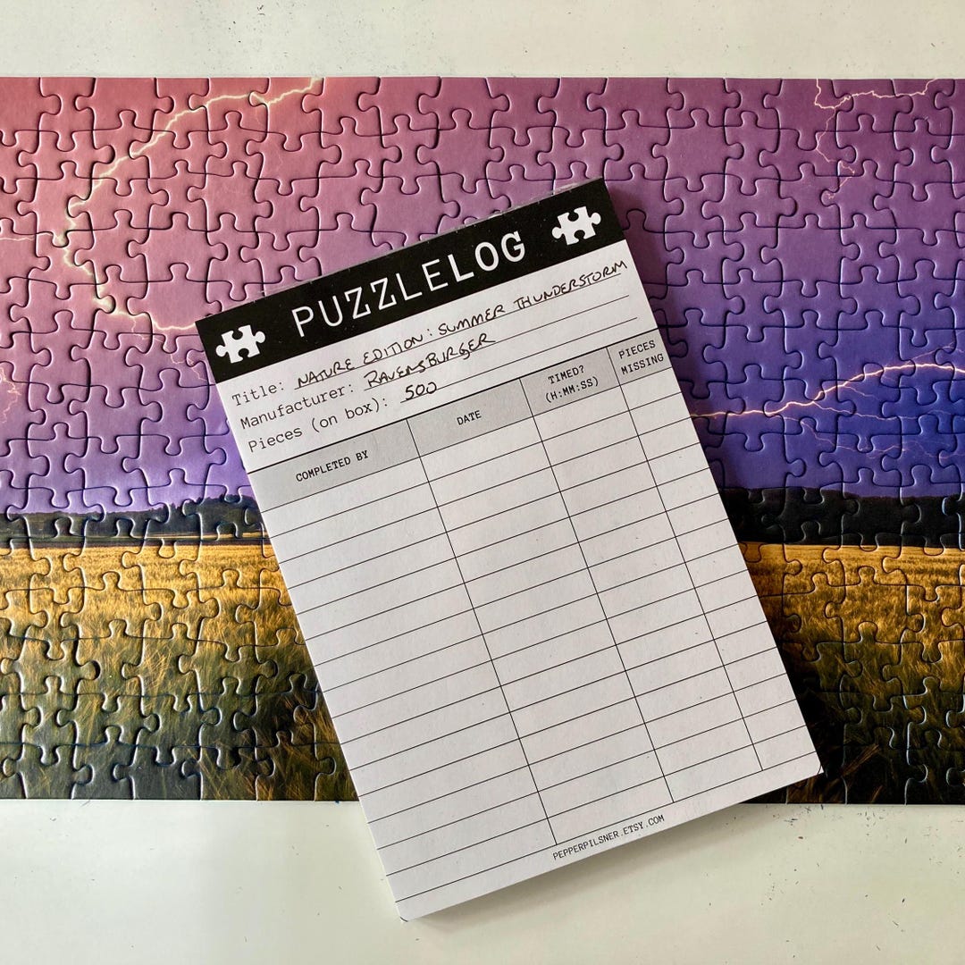 50-sheet Notepad - Jigsaw Puzzle Log / Single-puzzle Tracker - Simple ...
