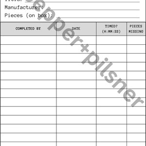 Printable Jigsaw Puzzle Log / Single-puzzle Tracker - A4/letter Digital ...