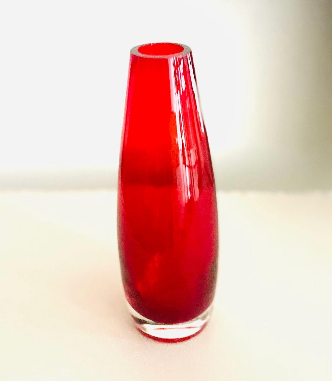 Swedish Mid Century Modern Glass Small Red Vase - Etsy