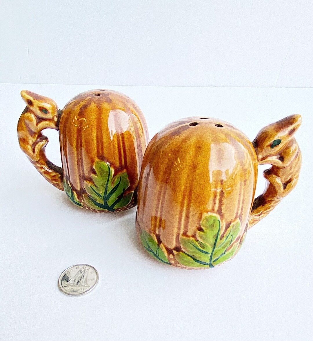Vintage Japanese Squirrel Tree Acorn Bunny Leaf Salt and Pepper Shaker ...