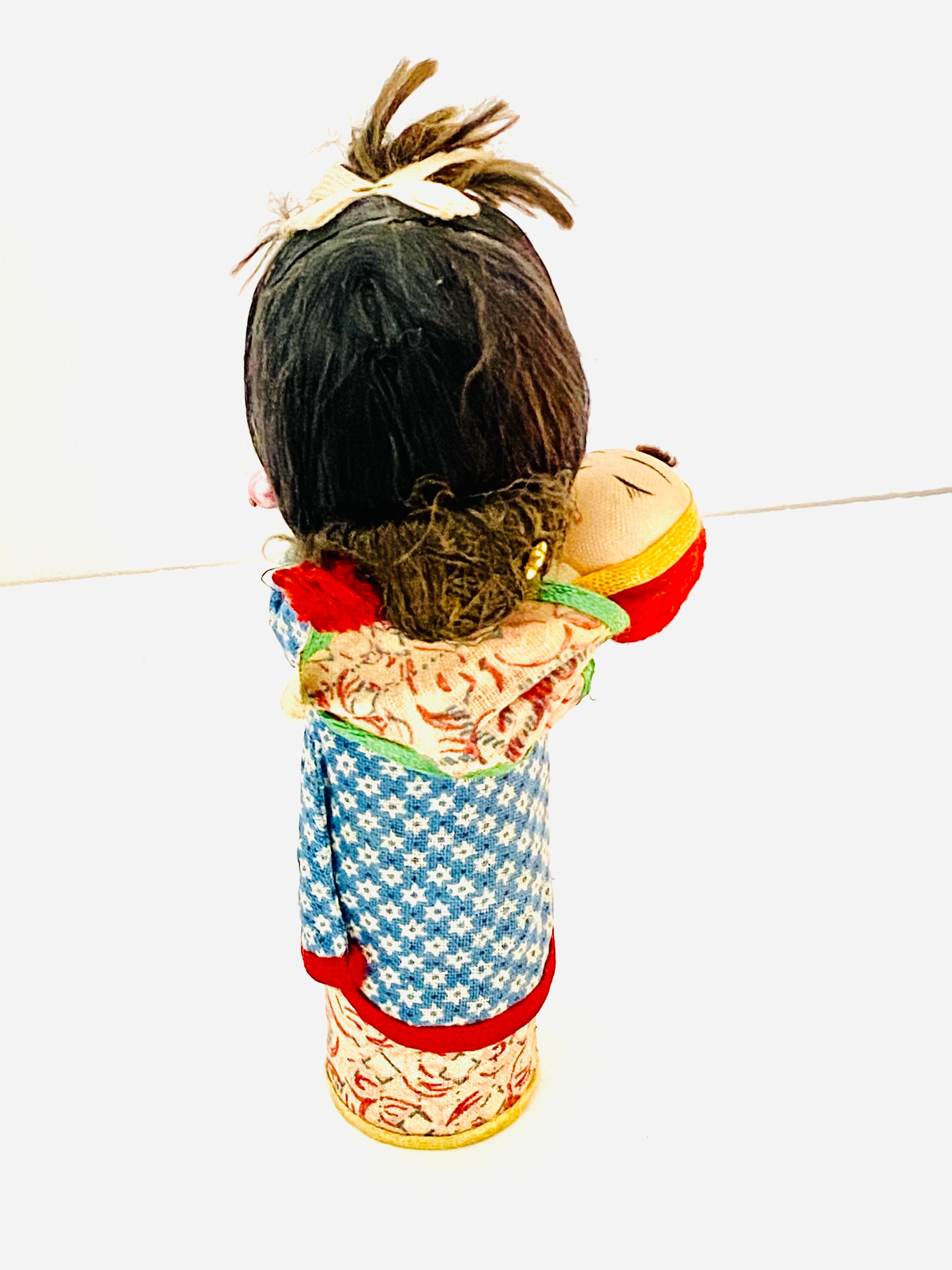 Vintage Chinese Peg Doll With Baby on Back - Etsy