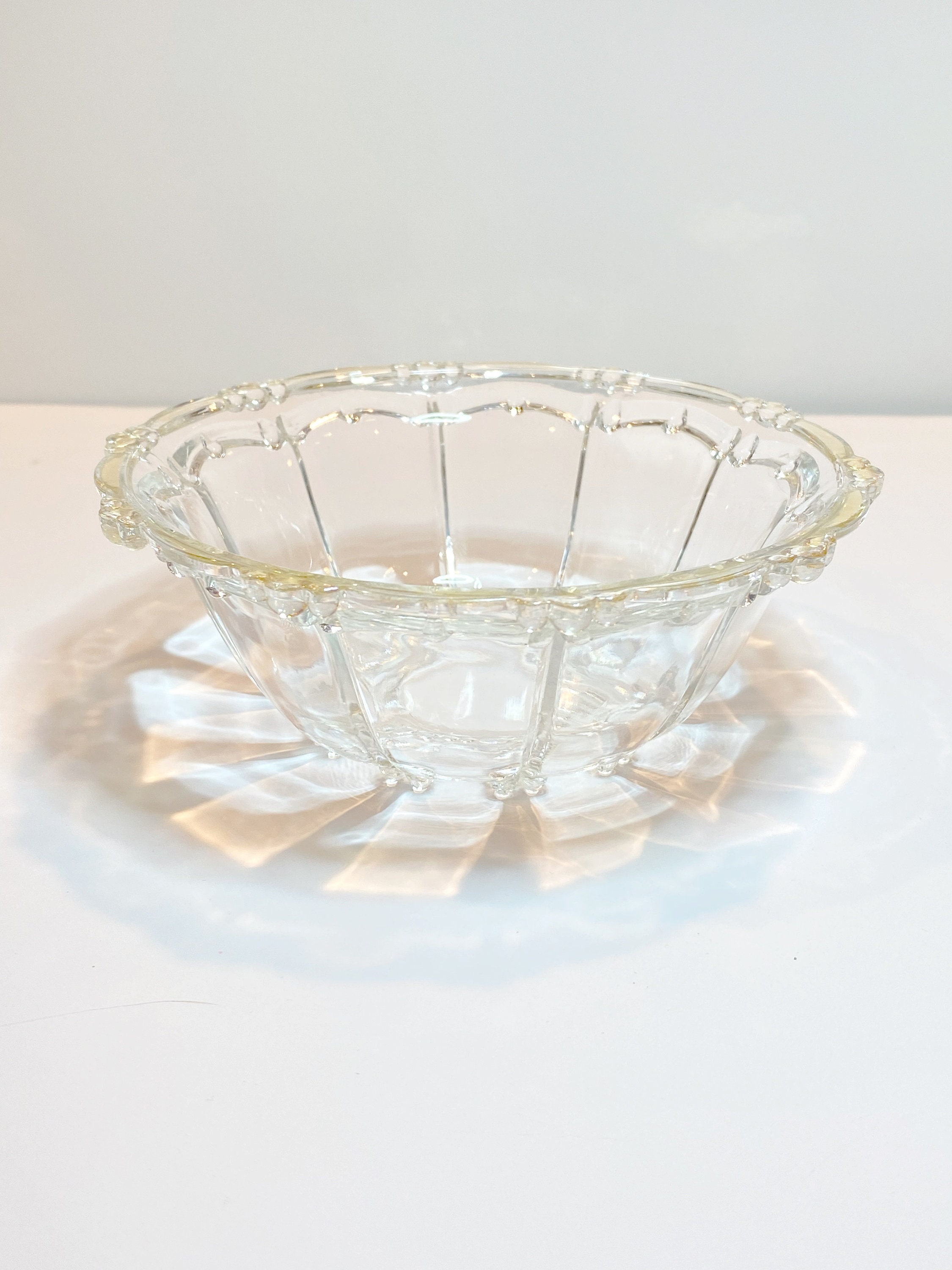 KIG Yellow and Clear Depression Glass Trinket Bowl - Etsy