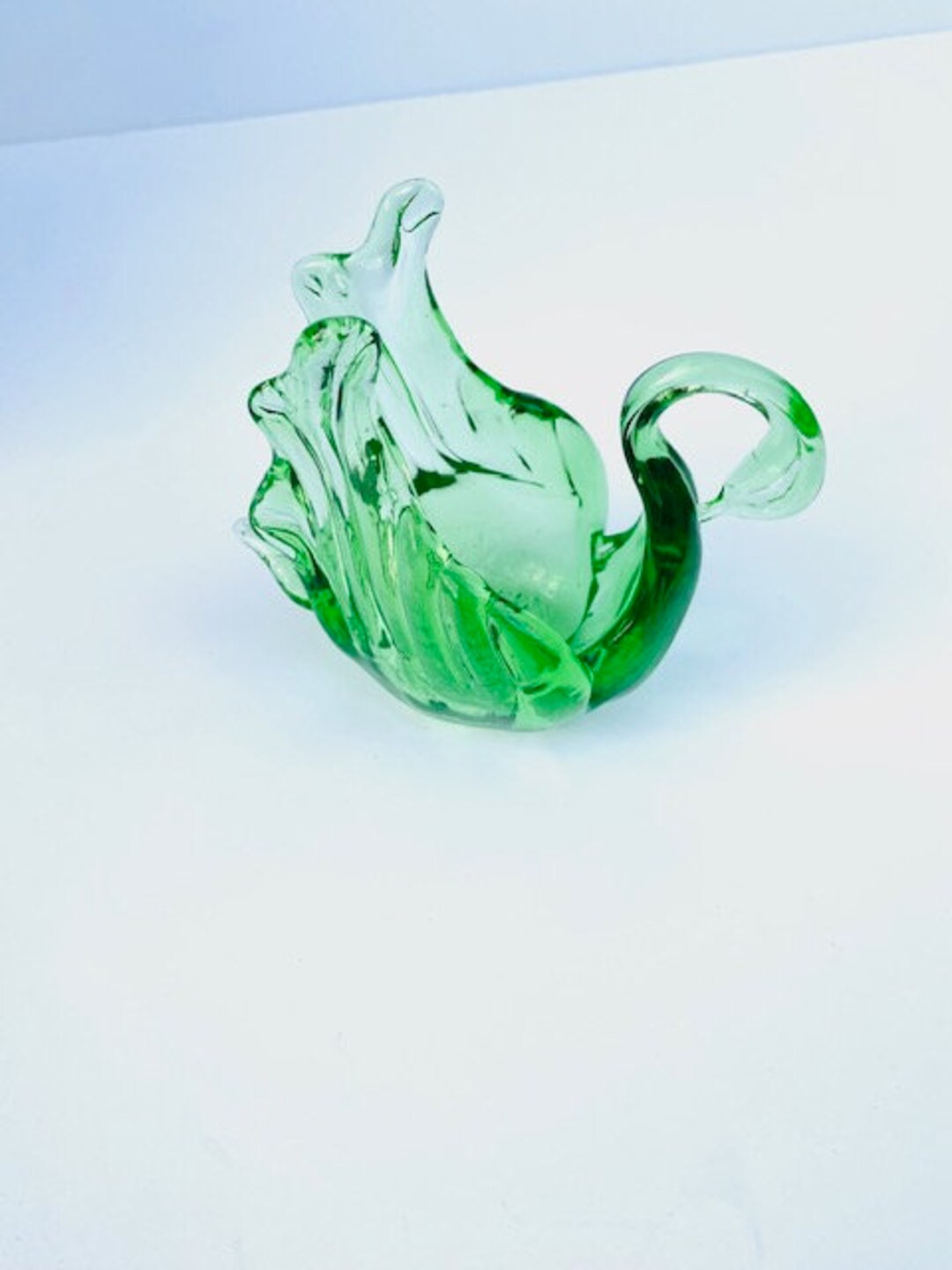 Vintage Green Glass Swan - Etsy