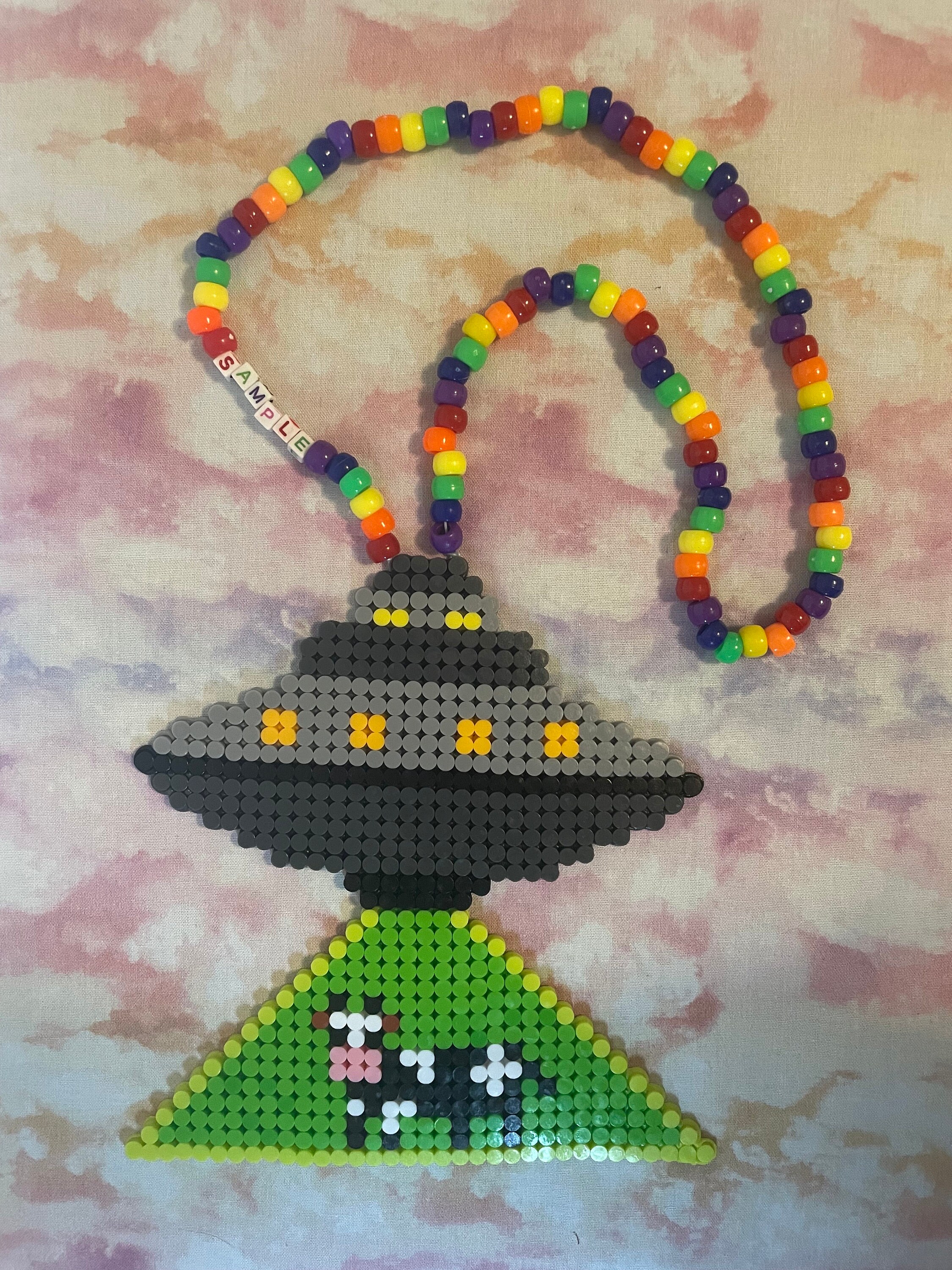 Alien Spaceship UFO Cow Abduction Perler Bead Caps Art Kandi - Etsy