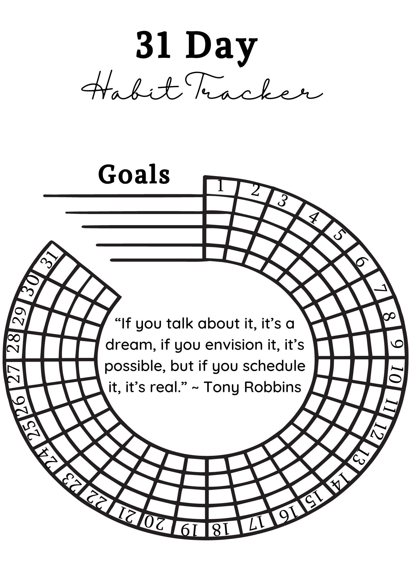 31 Day Habit Tracker Printable, Habit Tracker, Healthy Lifestyle, Habit ...