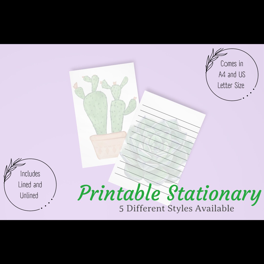 Succulent Printable Stationary, Printable Stationary, Printable ...