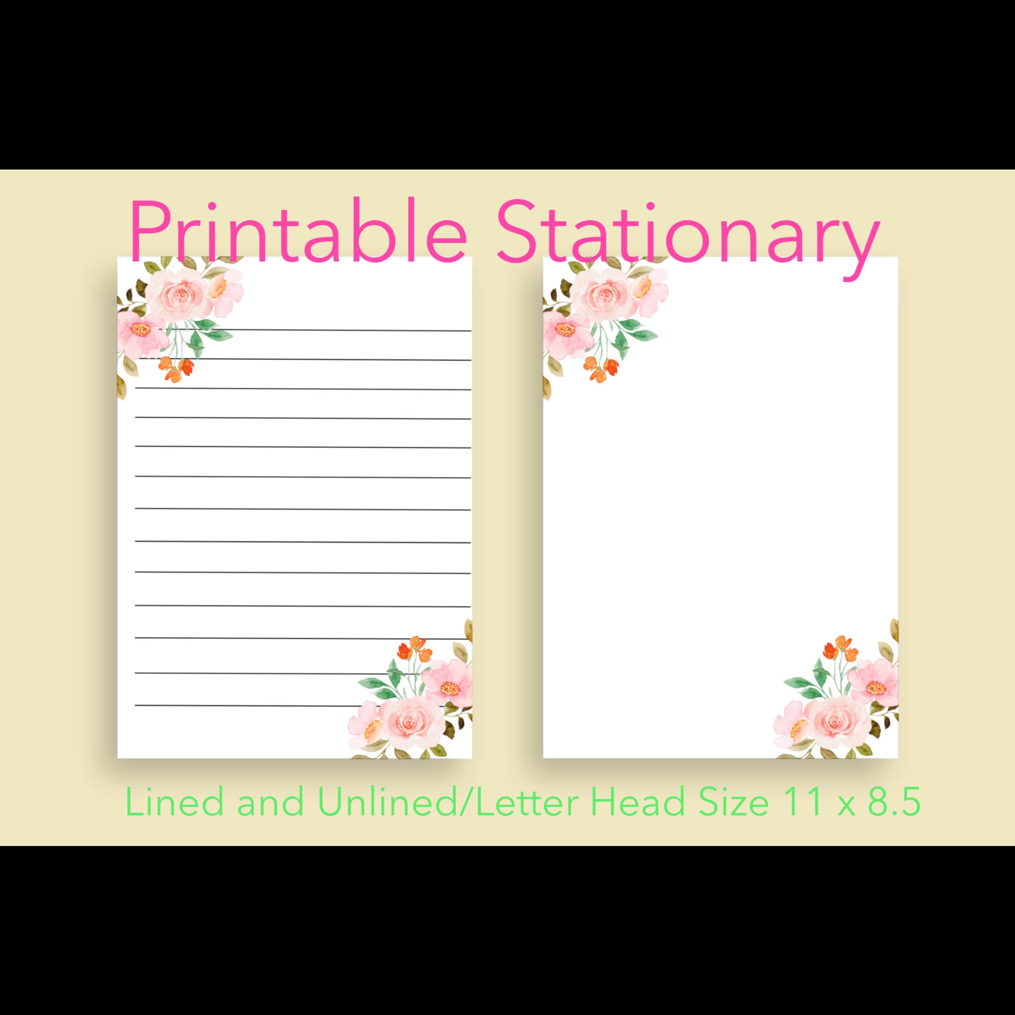 Floral Printable Stationary, Printable Stationary, Printable Stationery ...