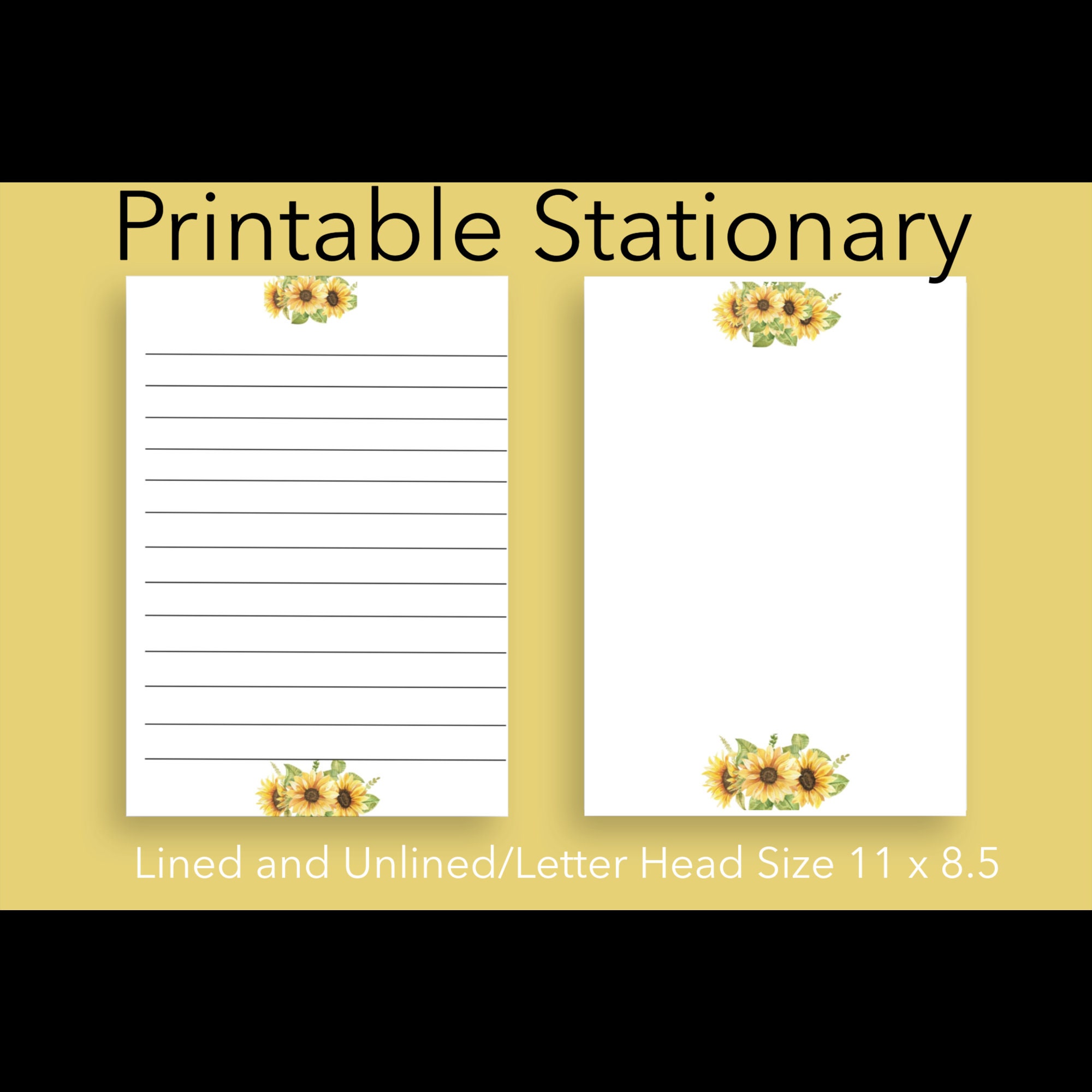 Sunflower Printable Stationary, Printable Stationary, Printable ...