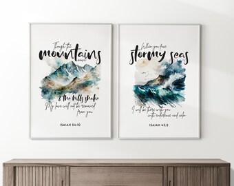 Isaiah 54:10 Printable Watercolor Mountain Scripture Poster, Bible ...